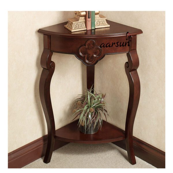 Wooden Corner Stand Dark Walnut Finish COR-0020