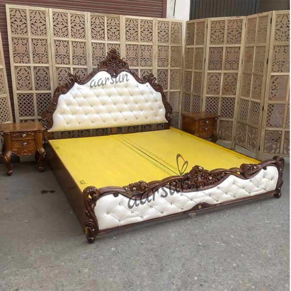 Best Quality Wooden Royal Bed with Side Tables YT-48