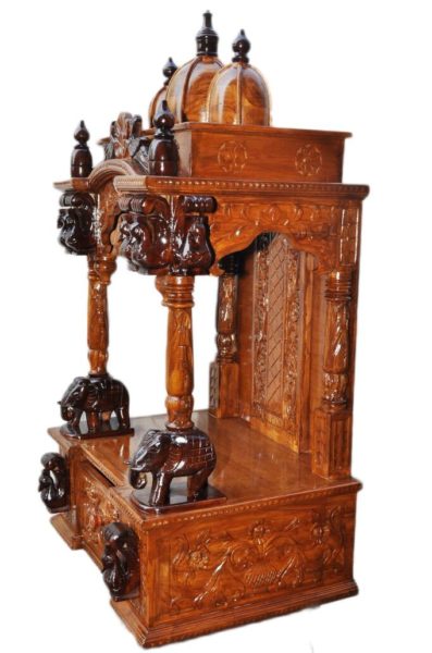 Wooden Mandir in Teak Wood for Home MNDR-0686