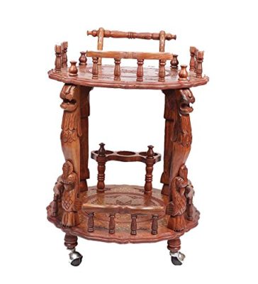 Round Service Trolley Premium Quality Wood SVS-0010