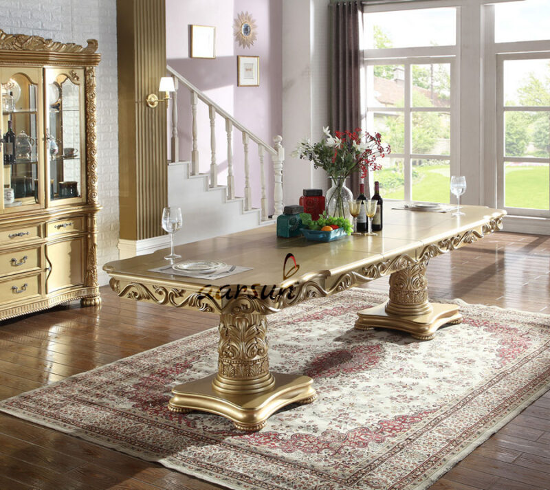 Royal Carved Dining Set with Crockery Cabinet DNG-0051