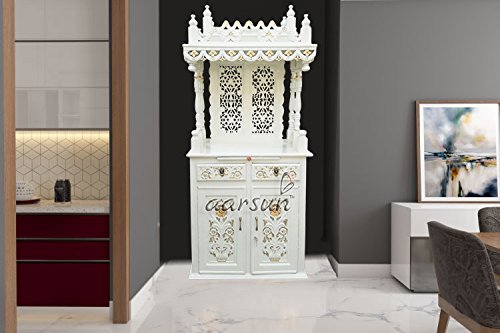 White Wooden Mandir MNDR-0005