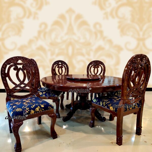 6 Seater Round Dining Table Set Quality Wood YT-230