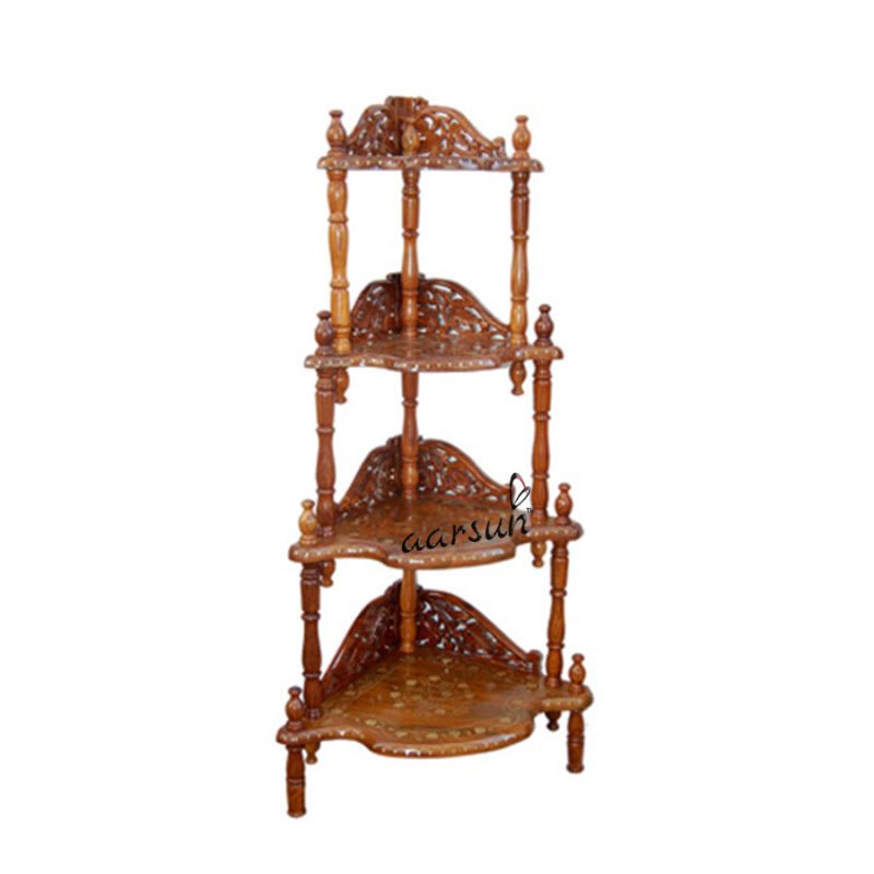 Wooden Corner Stand Dark Walnut Finish COR-0020