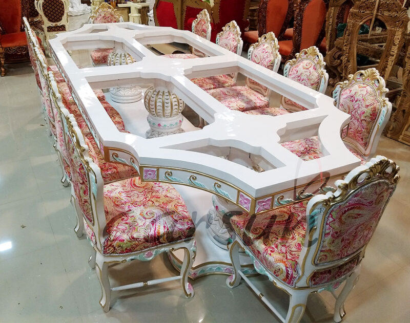 Royal Dining Set - White Polish Golden Highlights YT-111