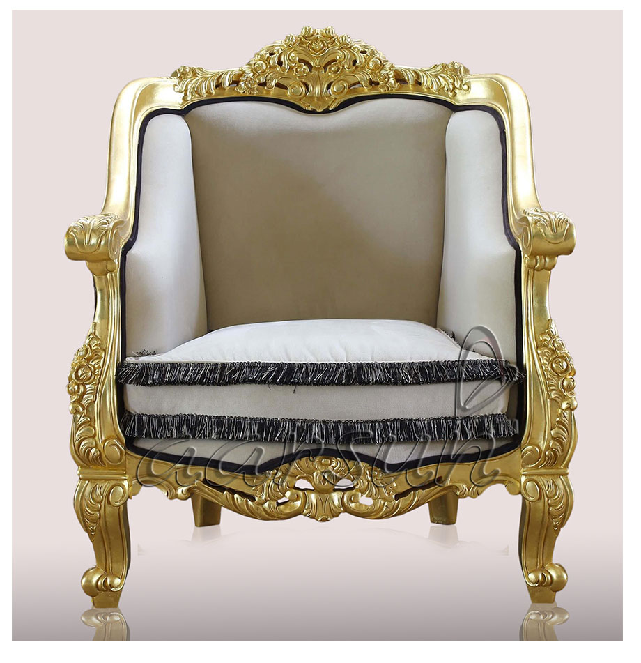 Royal Gold Sofa Chair Quality Wood SFGLD-0027