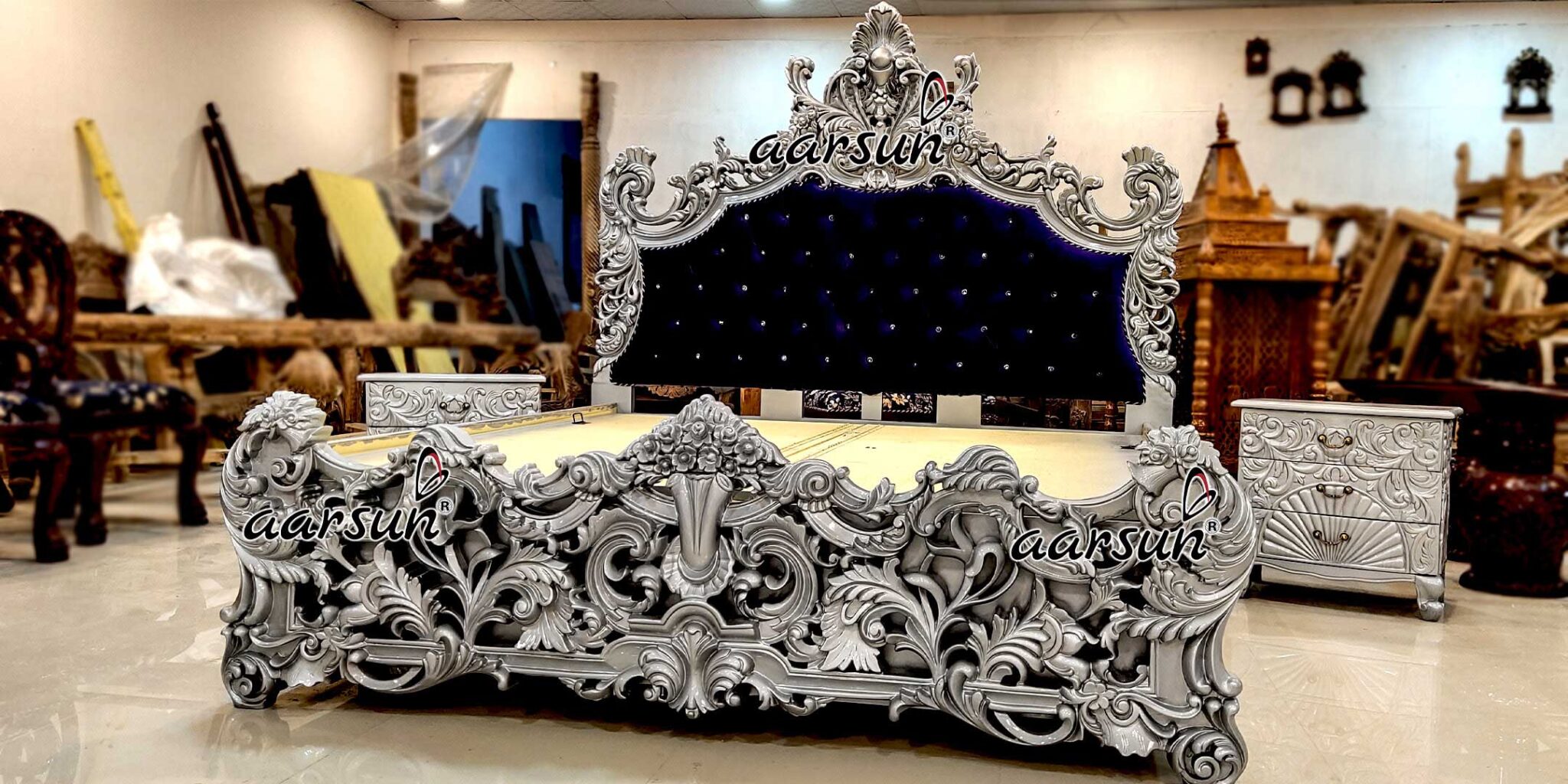 Silver Bed Design Solid Quality Wood YT-232