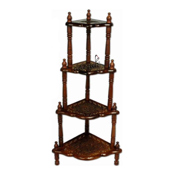 Wooden Corner Stand Dark Walnut Finish COR-0020