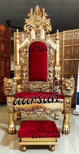 Handcrafted Guru Maharaj Chair Golden Polish YT-275