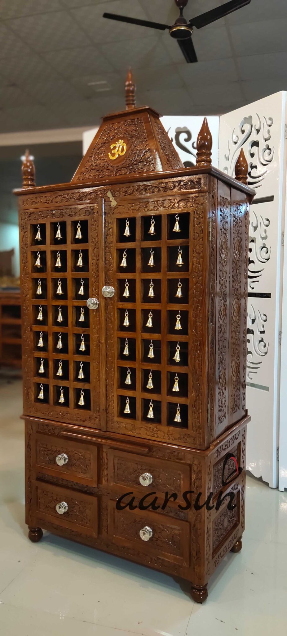 Pooja Temple with Bells TEAKTMP-003