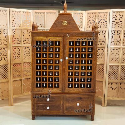 Teak Wood Door Temple with Bells YT-341