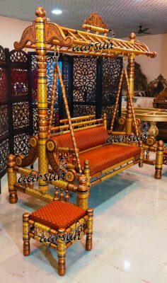 Wooden Sankheda Jhula with Side Table YT-332