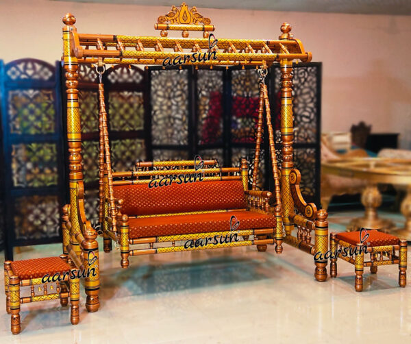 Wooden Sankheda Jhula with Side Table YT-332