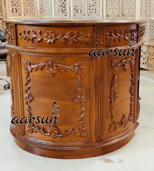 Oval Shaped Office Table in Teak Wood YT-354
