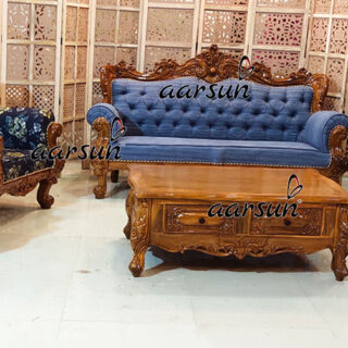 Handcrafted Multi fabric Sofa Set in Natural Finish YT-355