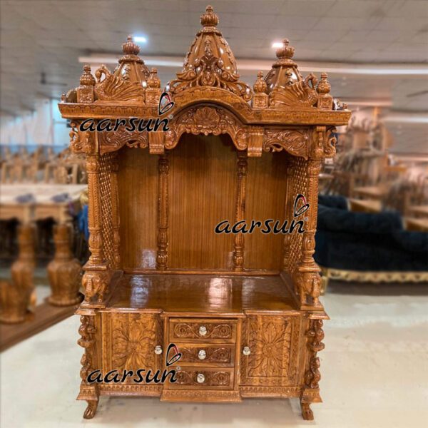Large Size Temple Handcrafted in Teak with High Gloss Finish