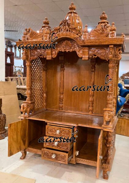 Large Size Temple Handcrafted in Teak with High Gloss Finish