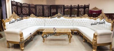 U Shape Sofa Set in Gold Finish YT-382