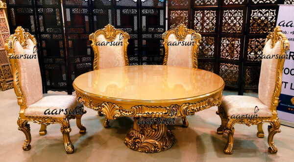 Luxury Round Dining Set 6 Seater Double Carved YT-435