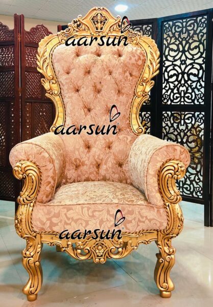 Royal High Back Chairs with Side Stool in Royal Gold YT-430