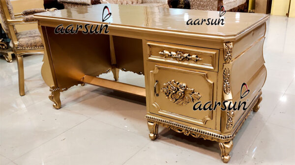 Office Furniture Teak Wood Antique Gold Paint YT-460