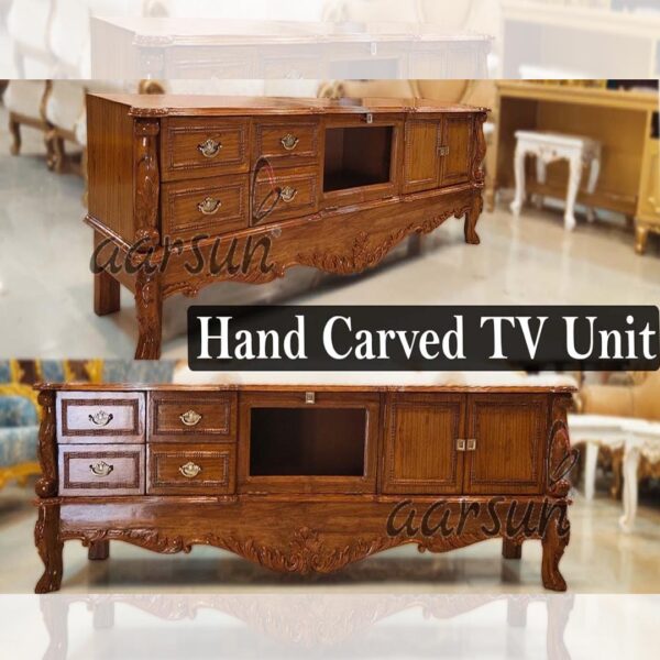HandCarved LED TV Unit Wooden TV Console YT-246