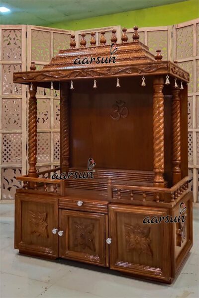 Open Puja Temple in Teak Wood MNDR-0066