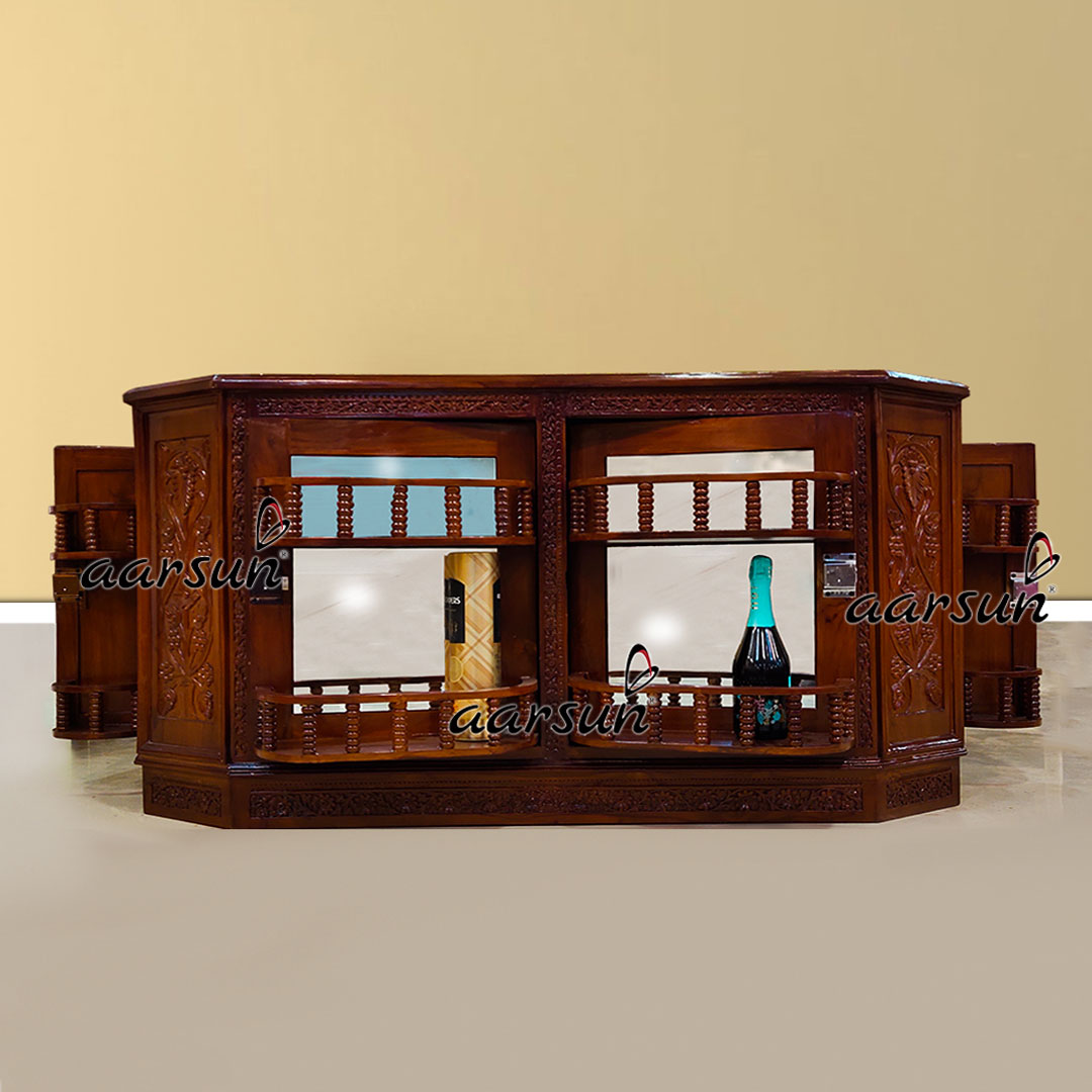 Hand Carved Bar Unit with Swivel Doors YT-524