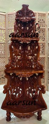 Wooden Corner Stand Dark Walnut Finish COR-0020