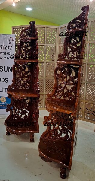 Wooden Corner Stand Dark Walnut Finish COR-0020