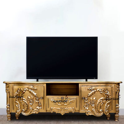 Royal Gold Hand Carved TV Unit Console YT-554