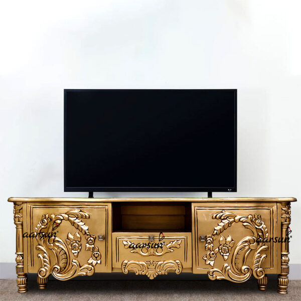 Royal Gold Hand Carved TV Unit Console YT-554