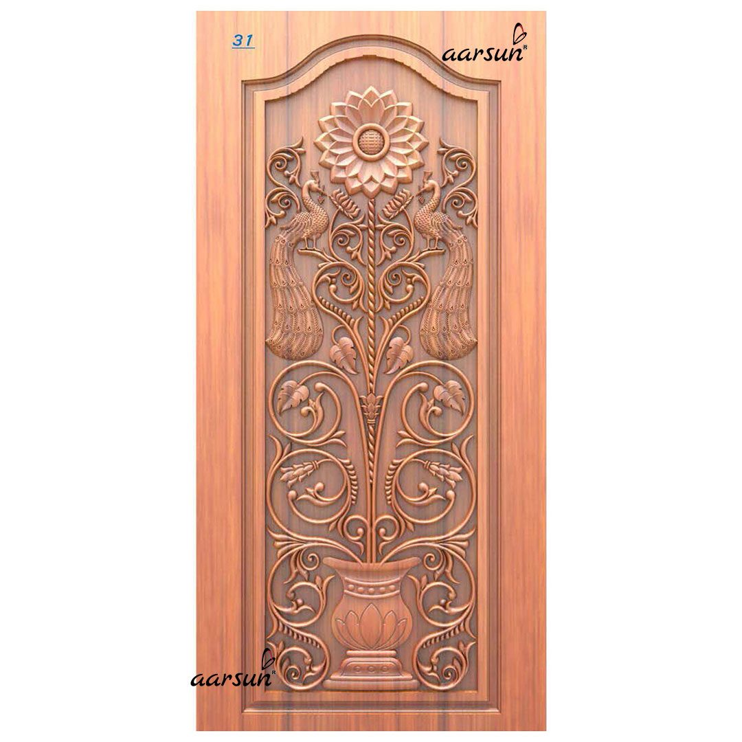 Beautifully Floriated Peacock Door Design-31