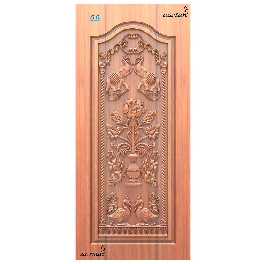 Elephants with Flowery Pattern Door Design-50