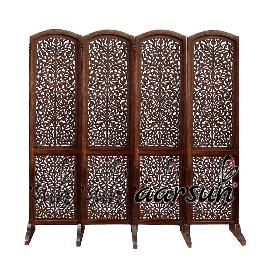 4 Panel Room Divider with Stands Floral Pattern RD-501ST
