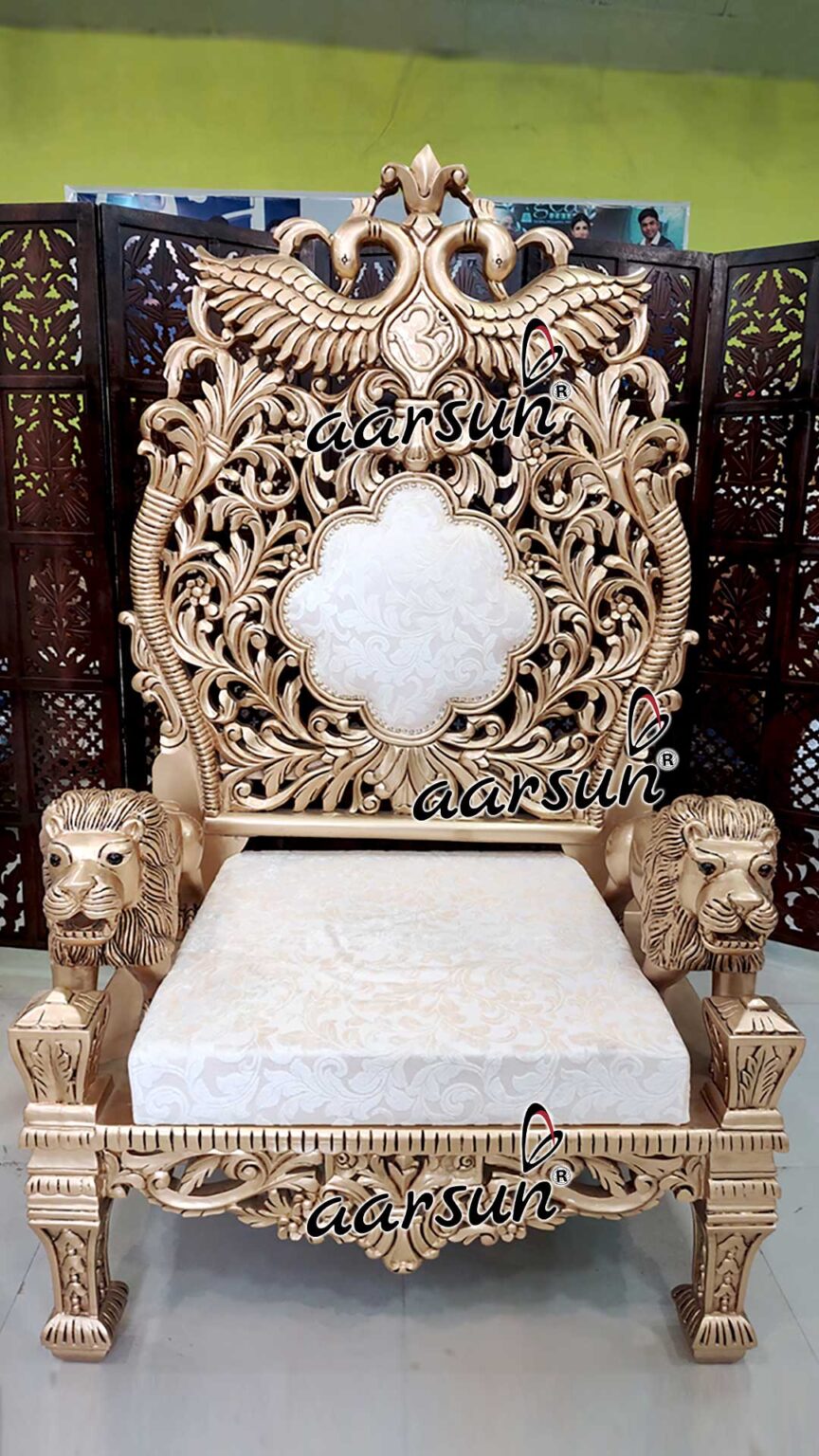 Antique Gold Guruji Chair Singhasan YT-641