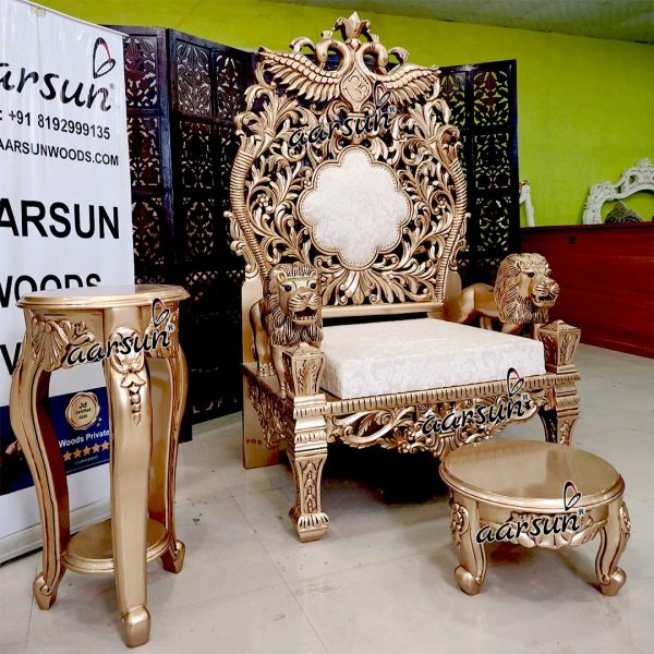 Antique Gold Guruji Chair Singhasan YT-641