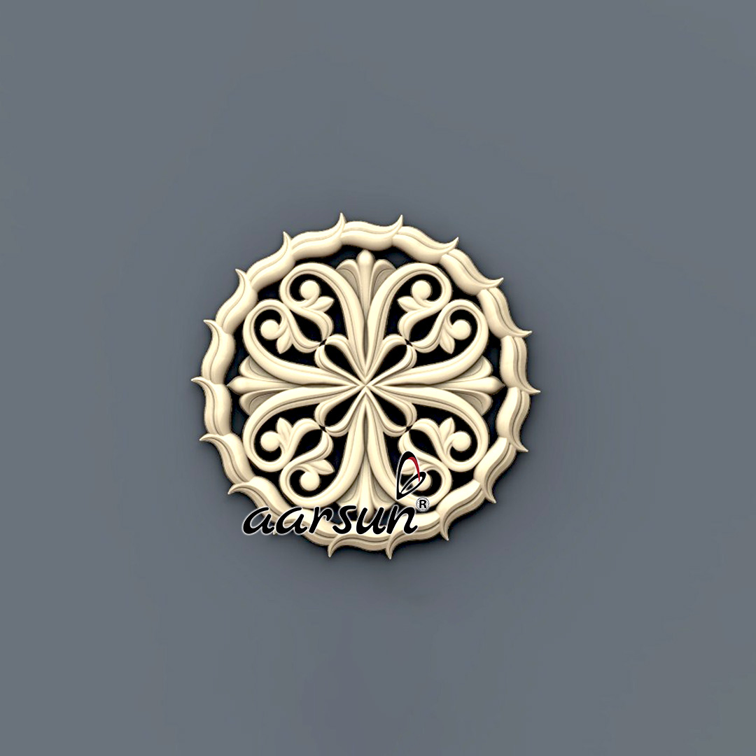 Round Wood Carved Rosette AW-039 - Aarsun