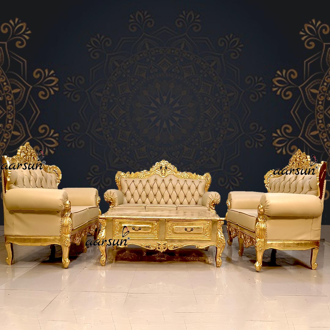 Gold Sofa Set with Center Table YT-726 - Aarsun