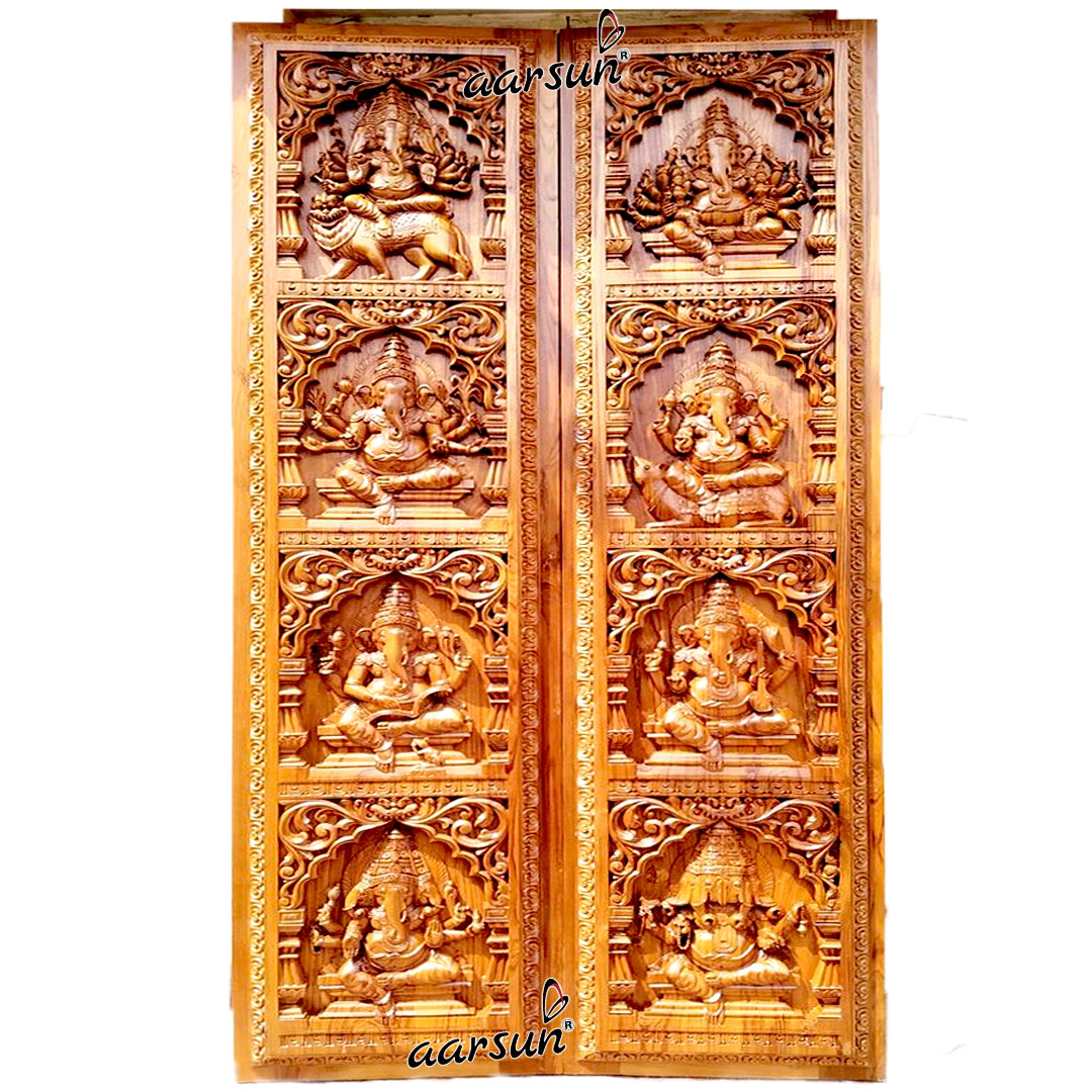 Lord Ganesha Double Door Design -180 - Aarsun