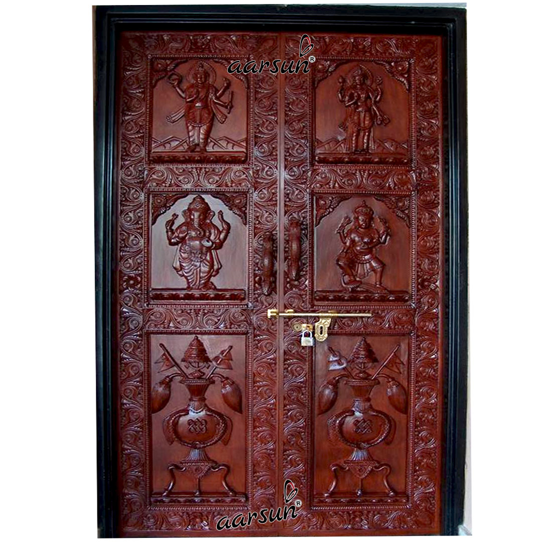 Pooja Double Door Design DOOR-169 - Aarsun