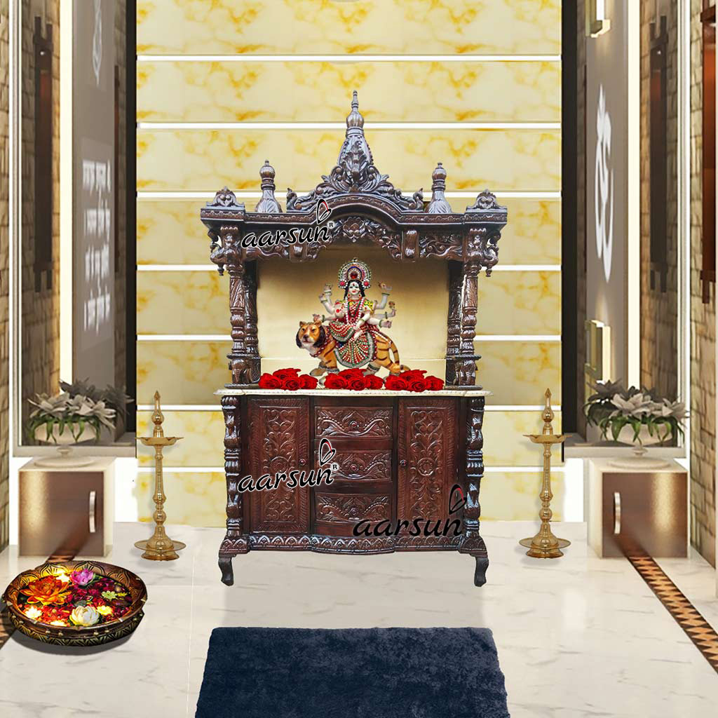 7 Shailaputri Maa Wooden Home Temple Designs for Navratri 2025 - Aarsun